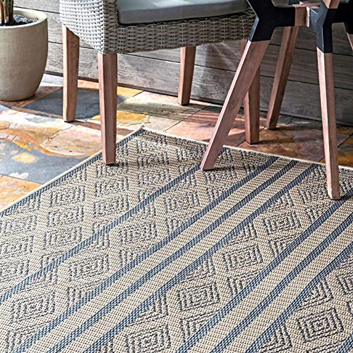 nuLOOM Charter Banded Trellis Indoor/Outdoor Area Rug, 5' x 8', Light Grey