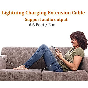 DESOFICON iPhone Charger Extension Cable Compatible with iPhone/iPad, Extender Dock Cable for Male to Female Cable Extension Adapter Pass Video, Data, Audio(6.6FT/2M White)