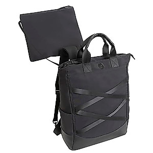 Joan & David Casual Sport Nylon 18" Convertible Workbook Backpack, Shopper Tote, Luggage Strap, Bottle Holder and Adjustable Back Straps with TSA Approved Bottles for Daily Use Travel Work Bag (Black)