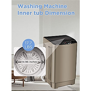 F.W.WOOLWORTHS 17.7 lbs Full-Automatic Washing Machine with LED Display, Laundry Washer with Drain Pump, 10 Wash Programs 8 Water Levels Washer & Spinner for Home, Apartment, Dorms, Gold