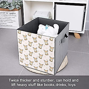 Cute Fennec Fox Storage Bins Cubes Foldable Fabric Organizers with Handles Clothes Bag Book Box Toys Basket for Shelves Closet 10.6"