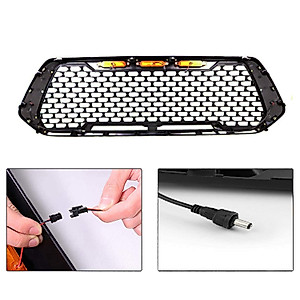 ToxicStorm Mesh Grille Front Grill Matte Black Compatible for Toyota Tacoma 2016-2019 with DRL & Turn Signal Lights and 3 Amber LED Lights