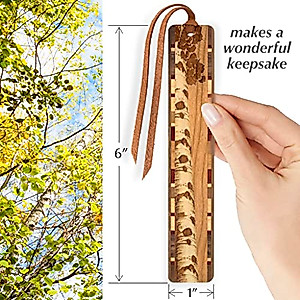 Aspen Tree Wooden Bookmark Engraved on Cherry Wood - Also Available Personalized - Made in USA