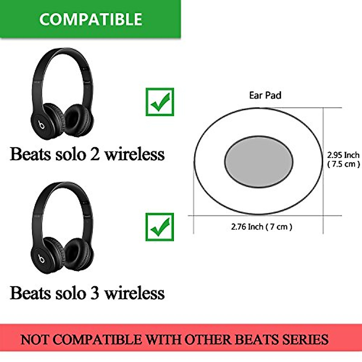 Solo 2.0/3.0 Replacement Earpads, JARMOR Memory Foam Ear Cushion Cover for Beats Solo 2.0/3.0 Wireless On Ear Headphones ONLY (Rose Gold)