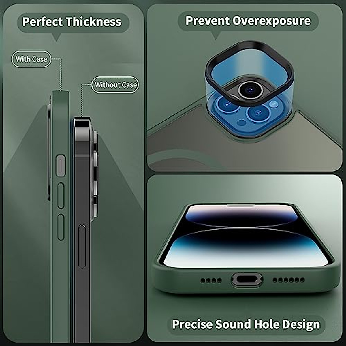 CACOE Magnetic Case for iPhone 14 Pro 6.1 inch-Compatible with MagSafe & Magnetic Car Phone Mount,Anti-Fingerprint TPU Thin Phone Cases Cover Protective Shockproof (Dark Green)