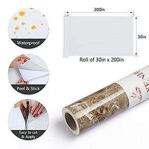 Yenhome Waterproof Contact Paper for Countertops Paper for Kitchen Counter Contact Paper Marble Wallpaper Peel and Stick Counter Top Covers for Desk 200x30 Inch Brown Marble Contact Paper for Table