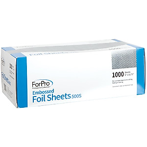 ForPro Professional Collection Embossed Foil Sheets 500S, Aluminum Foil, Pop-Up Foil Dispenser, Hair Foils for Color Application and Highlighting Services, Food Safe, 5" W x 10.75" L, 1000-Count