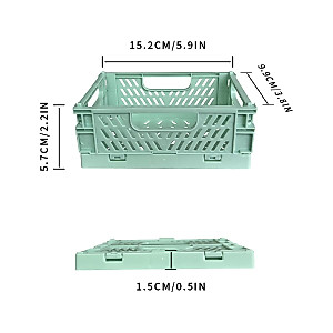 KVZVK 2-Pack Mini Plastic Folding Baskets,Plastic Storage Crate for Office Desk Organizing,Plastic Storage Baskets for Home Kitchen Office Classroom and Bathroom Storage