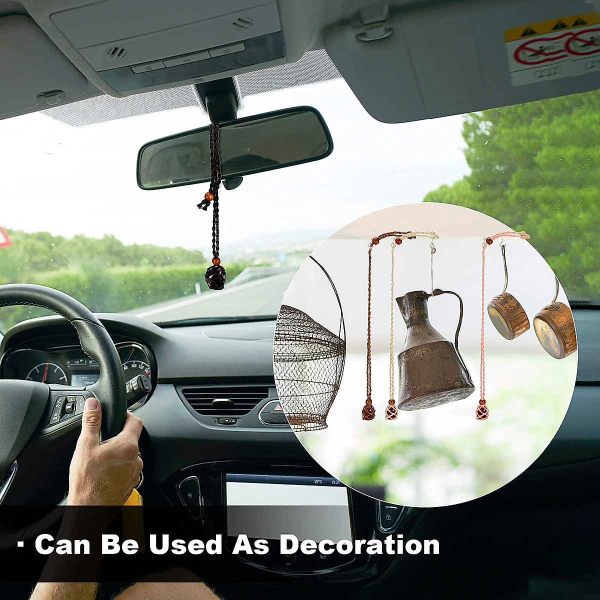 4 Pieces Crystal Necklace Holder Empty Stone Crystal Holder Adjustable Rope Necklace Cord Quartz Crystal Raw Stone Necklace Cord Handmade Woven Netted Cage(Black, Brown, Beige, Orange, Medium)