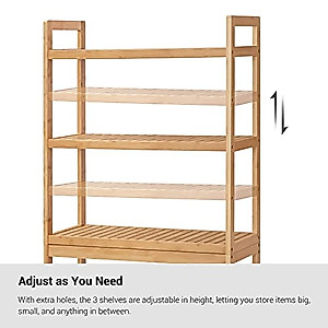 SONGMICS Over The Toilet Storage, 3-Tier Bamboo Over Toilet Bathroom Organizer with Adjustable Shelf, Fit Most Toilets, Space-Saving, Easy Assembly, Natural UBTS001N01