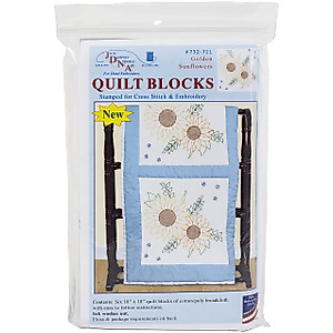 Jack Dempsey Golden Sunflowers Quilt Blocks, White
