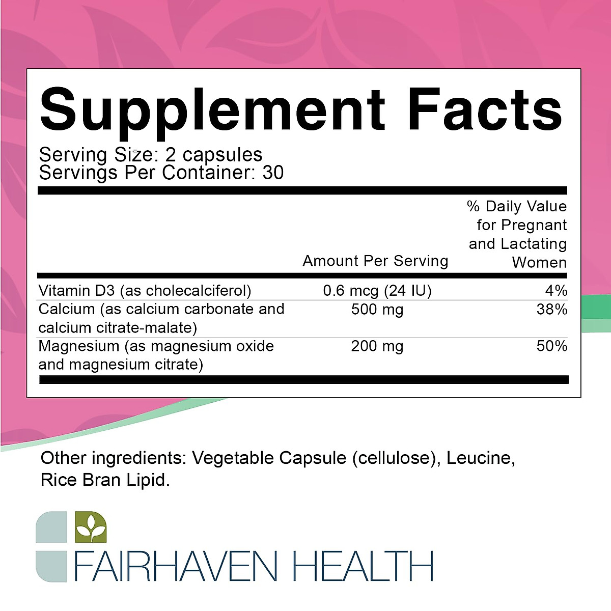 Fairhaven Health Peapod Cal-Mag | Pregnancy & Lactation Supplement | Contains Calcium, Magnesium, & Vitamin D3 for Pregnancy, Baby and Female Health | Gluten & Dairy Free CalMag | 1 Month Supply