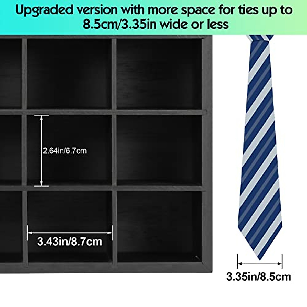 B4Life Tie Rack Wall Mounted Tie Box,Tie Organizer Tie Display Racks for Wall, Bamboo Tie Storage Tie Organizer for Men Tie Holder Wall Mount(Storage 16 Ties,Black)
