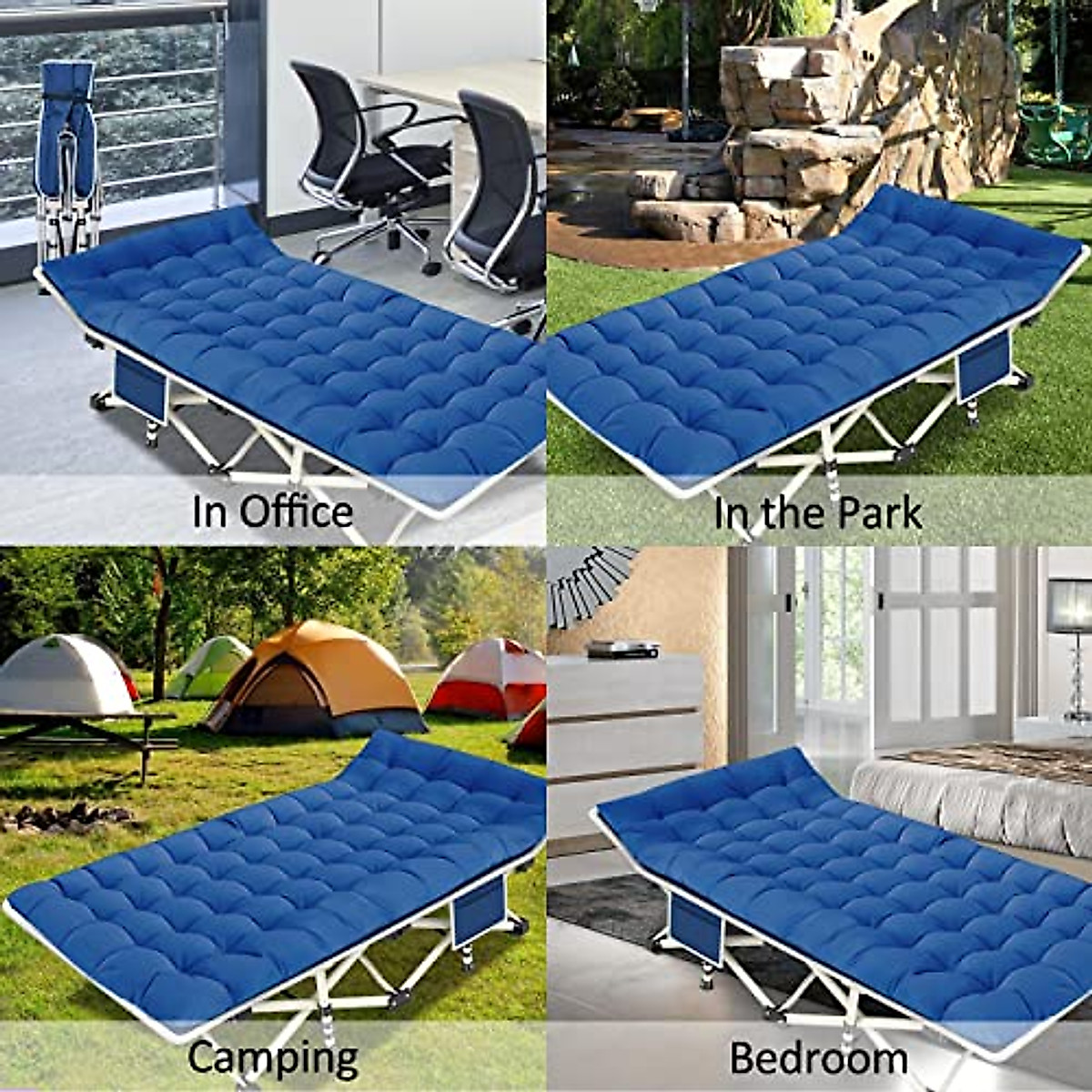 COLMERD Camping Cot with Comfortable Mattress Cots for Sleeping Heavy Duty Folding Cot Camping Bed Portable Include Carry Bag for Home Travel Adults Vacation Outdoor