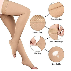 Thigh High 20-32 mmHg Compression Stocking Toeless Compression Socks for women & men circulation with Silicone Dot Band