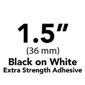 Brother 1-1/2" (36mm) Black Print on White Extra Strength Adhesive P-Touch Tape for Brother PT-530, PT530 Label Maker