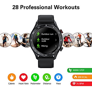 BRIBEJAT Smart Watch for Men, HD 1.32'' Stainless Steel Case Smartwatch, Waterproof Fitness Tracker Pedometer SpO2/Heart Rate/Sleep Monitor, Activity Tracker Compatible with iOS Android Phone