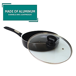 Mirro Get A Grip Nonstick Fry Pan with Glass Lid Cookware, 10-Inch, Black