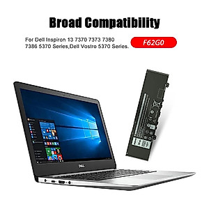 SKOWER 38Wh F62G0 F62GO 0F62G0 Laptop Battery for Dell Inspiron 13 7000 i7373 7373 7386 2-in-1 5370 7370 7380 P83G P87G P91G P83G001 P83G002 P87G001 Vostro 13 5370 Replacement CHA01 RPJC3 39DY5 11.4V