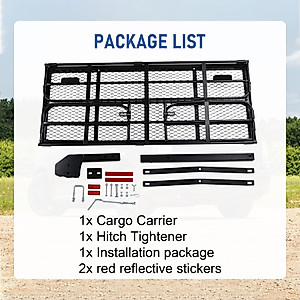 JDMSPEED Hitch Mount Cargo Carrier Car Storage Hitch 400 Lbs 60" x 24" x 14.4" Folding Vehicle Cargo Rack Rear Luggage Basket Fits 2" Receiver Stabilizer for Car SUV,Trailer,Pickup Truck