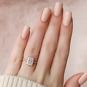 3 Carat Radiant Cut Engagement Ring For Women, Radiant Cut Moissanite Diamond Engagement Rings, Radiant Anniversary Rings in 14K White Gold, Ring Size - 7