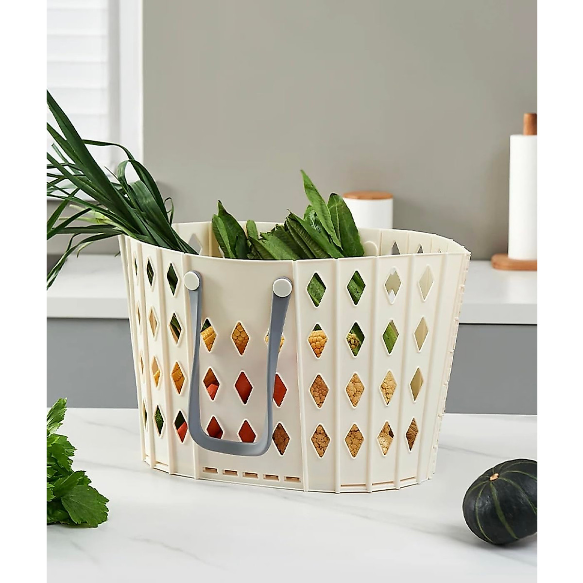 Collapsible Laundry Basket (50 x 30 x 31 cm, Grey)