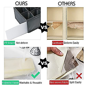 LotFancy Sock Underwear Organizer Dividers, Set of 4, 12 Cell Foldable Drawer Organizers,Washable Closet Storage Box for Undergarment, Belt, Tie, Panties, Yellowish Beige