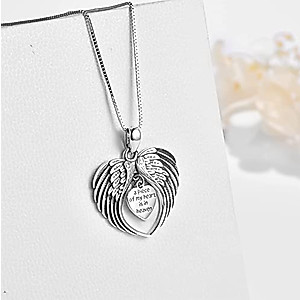 TUGHRA Angel Wing Necklaces 925 Sterling Silver Keepsake Necklace Heart Charm Memorial Pendant A Piece of My Heart Is In Heaven Pendant Necklace for Women