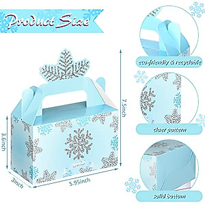 12 Pcs Wonderland Party Favor Box Winter Gable Boxes Snowflake Treat Boxes Birthday Box Paper Goodie Boxes Gift Box for Wonderland Birthday Winter Holidays Baby Shower Weddings Decorations (Blue)