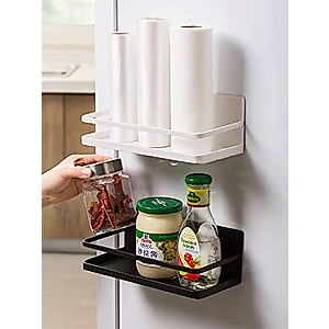 YCOCO Magnetic Spice Rack for Refrigerator,Single Tier Refrigerator Spice Storage Shelf,Easy to Install the Side of Refrigerator Can Hold spices,Salt,Pepper,Space Saving Black Pack of 2