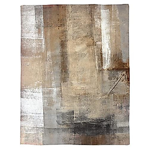 Fleece Throw Blanket for Bed Couch Sofa Lightweight Plush Fuzzy Cozy Soft Blankets and Throws Brown and Grey Abstract Painting 40" x 50"