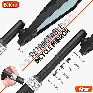 WEST BIKING Anti-Glare Handlebar Bike Mirror - Bike Rear View Mirror With Retractable & 360 ° Adjustable Lens, Foldable Bicycle Mirror For 20-23mm Handlebar (2PCS)