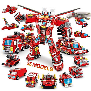 VATOS Robot Building Toys - 35 Models STEM Truck Construction Set for Boys Girls Age 6 7 8 9 10 11 12 Years Old (Red)