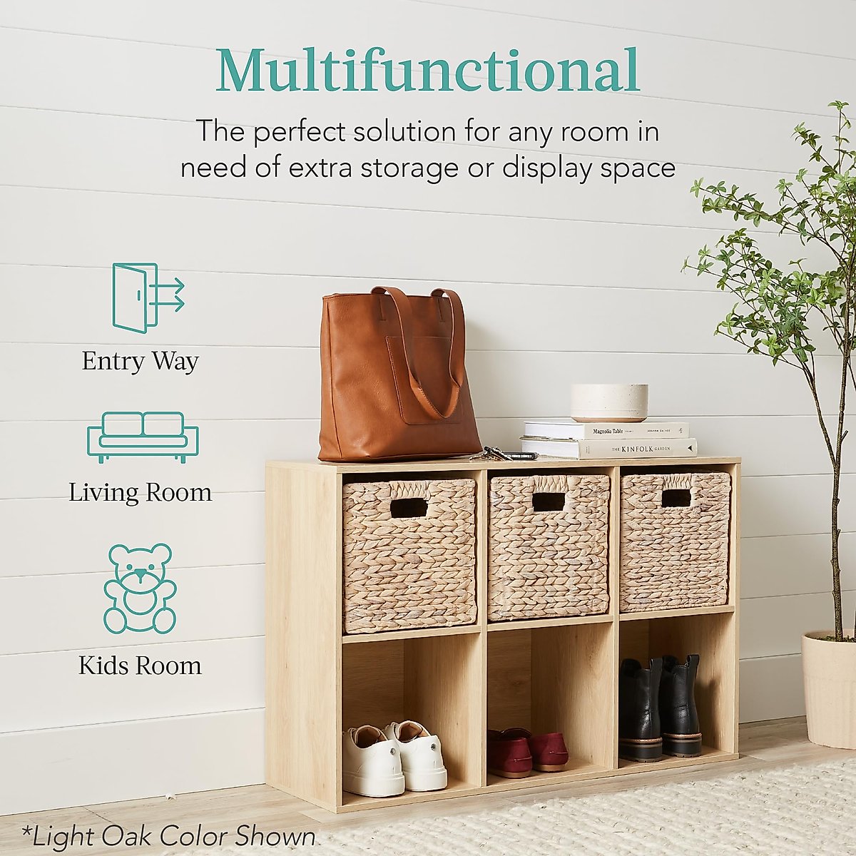 Best Choice Products 6-Cube Storage Organizer, 11in Shelf Opening, Bookcase, Display Shelf, Customizable w/ 3 Removable Back Panels – Black