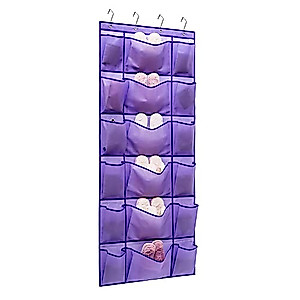 ANIZER Over The Door Hanging Shoe Rack Organizer with 6 Extra Large and 12 Large Fabric Pockets Shoe Holder for Home Storage (PURPLE)