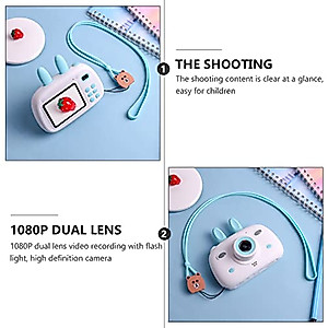 SOLUSTRE Kids Toys Rabbit Shaped Kid Camera 1080P Children Digital Camera 2.4 inch Screen Dual Lens Video Recorder Gift for Kids Green Toddler Toys