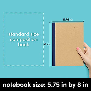 PAPERAGE 6-Pack Composition Notebook Journals, Kraft Cover with Jewel Tone Spines, College Ruled Lined Paper, Small Size (8 in x 5.75 in) – For School, Office, or At-Home Use