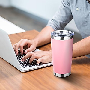 20oz Tumbler with Straw and Brush, Stainless Steel Vacuum Insulated tumbler, Double Wall Insulated Coffee Tumbler for Outdoor, Home, Travel,Office (Light pink,1pcs)