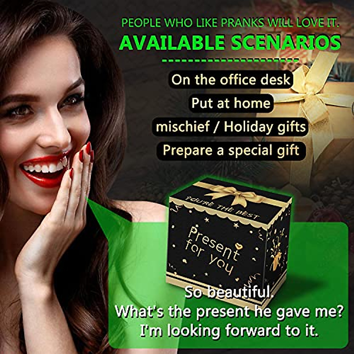 NA Spider Prank Big Box?Wooden Surprise Box?Handmade Fun Gag Gift & Practical Joke Toys