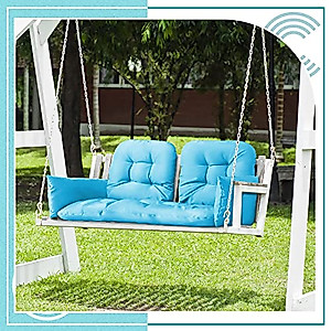 5 Pieces Wicker Patio Cushion Sets Include 1 Loveseat 2 U-Shape 2 Matching Chair Cushions Indoor Outdoor Tufted Settee Bench Cushions Replacement Loveseat Cushions for Outdoor Furniture (Light Blue)