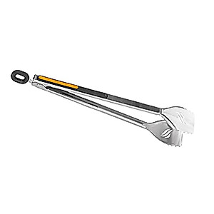 Blackstone 5282 Frying Tongs and Skimmer Spatula Set for Barbeque and Grilling 1 Long Handled Tong with Square Hang Loop, 1 Large Slotted Air Fryer Basket Scoop, Stainless Steel, Silicone Grip