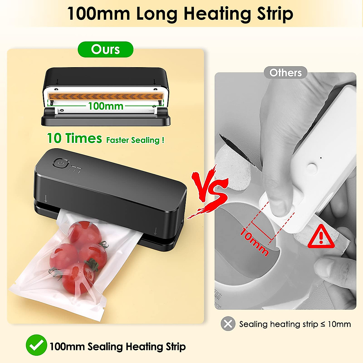 FEPPO Mini Bag Sealer, Bag Sealer Heat Seal Rechargeable Quick Seal Bags Machine, 3 Adjustable Gears Chip Bag Sealer with 3000mAh Battery 3.9" Heating Strip For Snack Bags Mylar Bags Food Storage