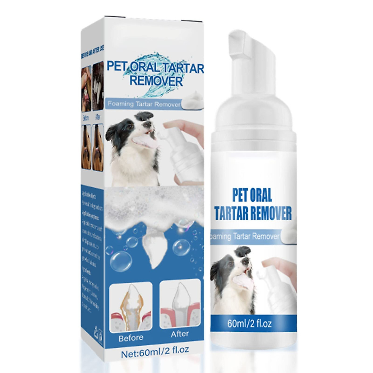 Dog Breath Freshener Foam, Eliminate Breath and Prevent Oral in Dogs and Cats, Teeth Cleaning Foam Spray, Plaques and Tartars Remover, Oral Hygiene for Pets, 2