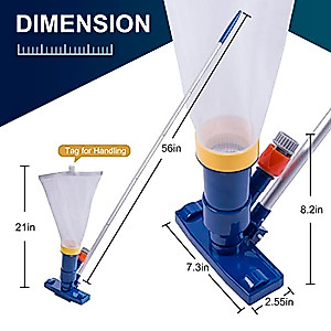 POOLAZA Portable Pool Vacuum Jet Underwater Cleaner (2023 Upgrade) with Brush & 56" Pole, Handheld Jet Pool Vacuum for Above Ground Pool, Underwater Pool Spa Jet Vacuum Cleaner, Attach to Garden Hose