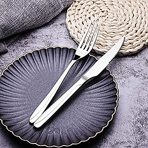 Gloreen 6 Pieces Steak Knives and 6 Pieces Dinner Forks Set, Stainless Steel