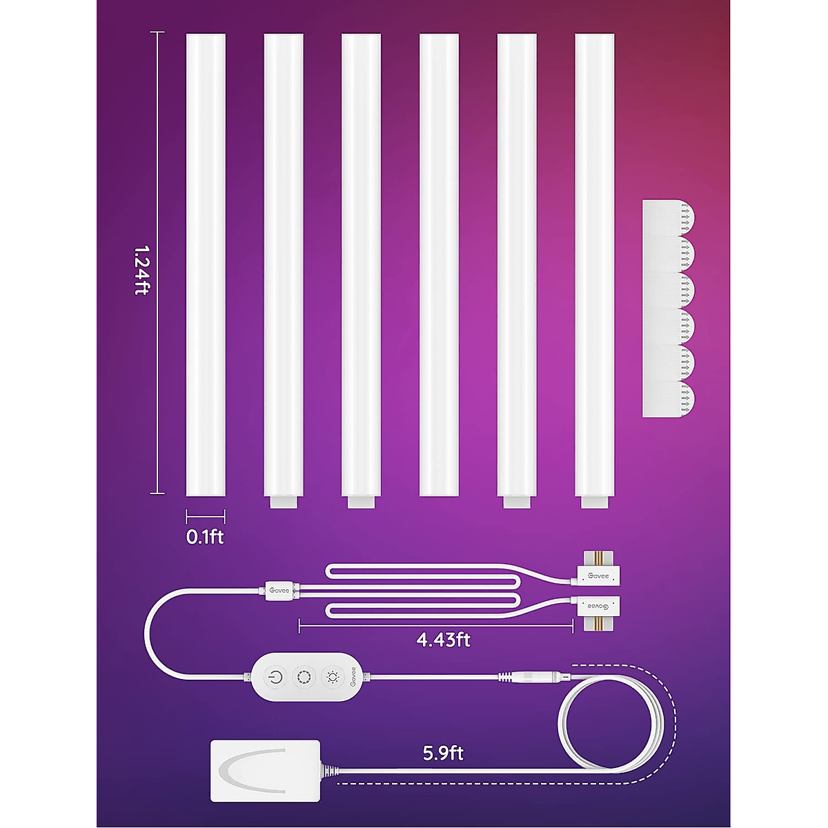 Govee Glide LED Wall Lights, RGBIC Wall Lights, Works with Alexa and Google Assistant, Smart LED Light Bars for Gaming Room Decor and Streaming, Multicolor Glide Sconces, Music Sync, 6 pcs