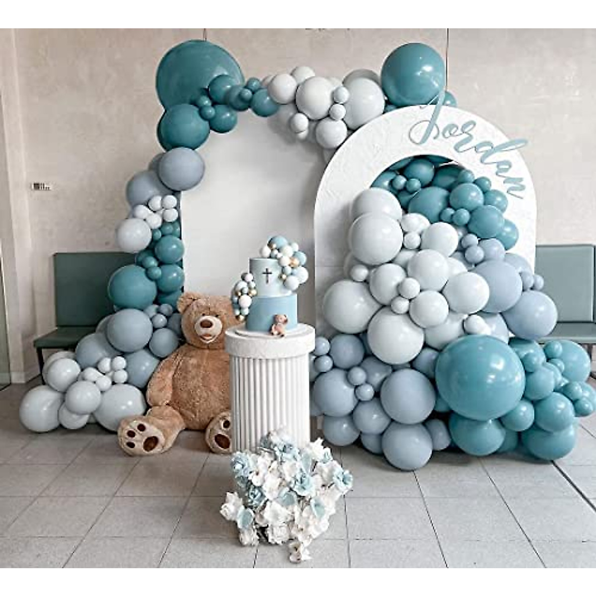 Dusty Blue Balloon Garland Blue White Balloon Arch Double Stuffed Latex Balloons Slate Blue Balloon Garland Kit For Baby Shower Birthday Wedding Anniversary Party Decorations