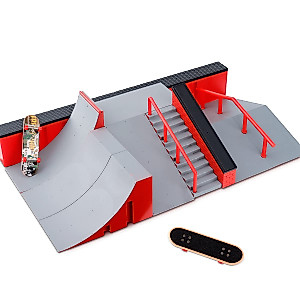 Finger Skateboard Ramp Set, MOMSIV 3PCS Combined Mini Desktop Finger Skate Park Kit with Kickers Stair and Handrails Parts for Ultimate Finger Tech Training Props Cake Decor Interactive Game - Style A