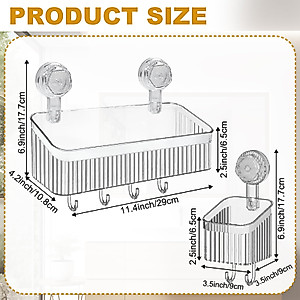 3 Pack Clear Shower Caddy Suction Cup, No Drilling Removable Shower Shelf, Plastic Suction Cup Shower Caddy for Bathroom Storage & Kitchen, 1 Second Installation, Rustproof Waterproof, Max Hold 22lbs