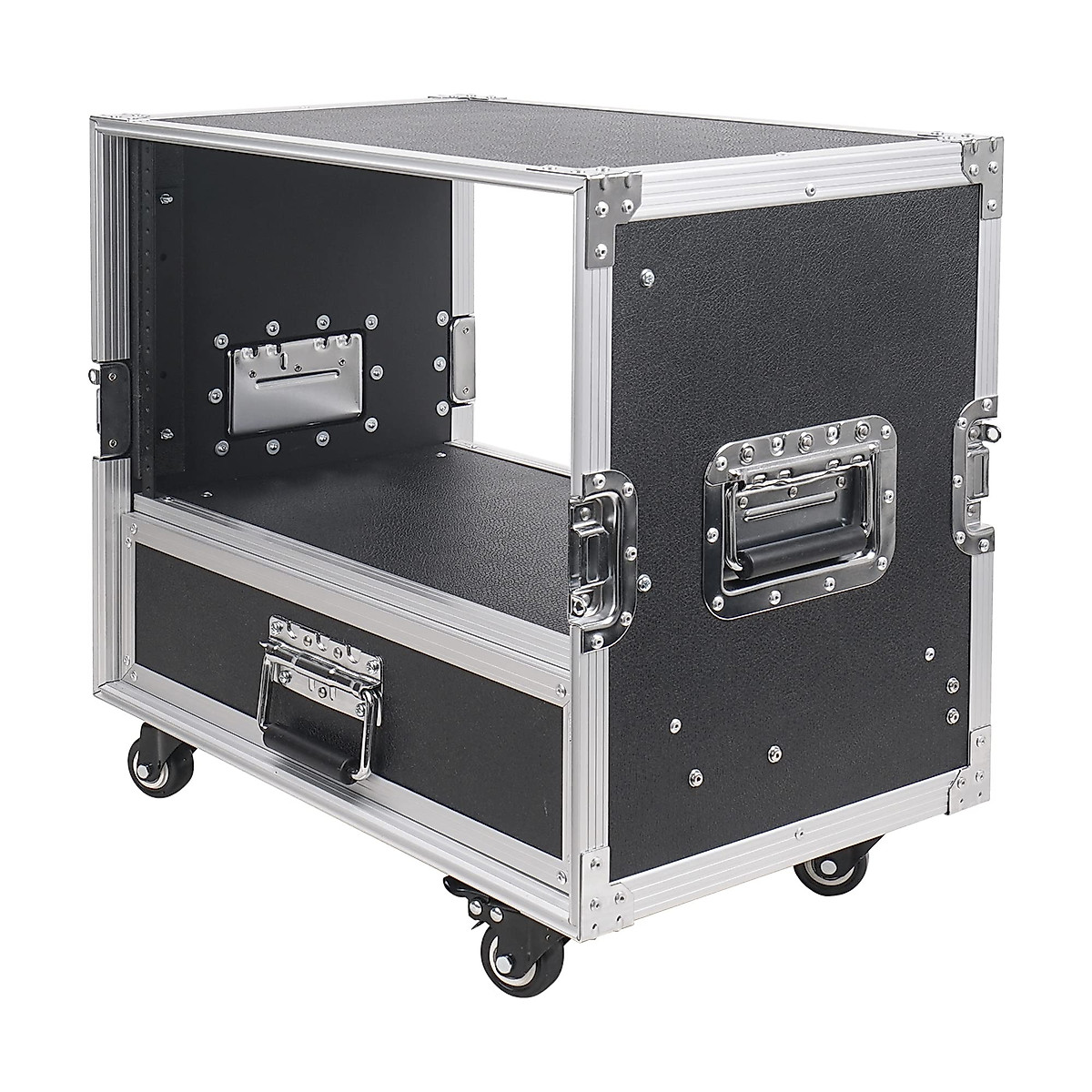 Sound Town 6U Rack Case with 2U Rack Drawer, Casters, for 19" Amps, Mixers, Microphone Receivers (STRC-6U2DR)